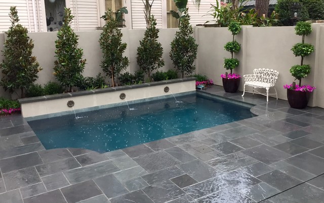 Valmont Pool, Stucco Walls and Flagstone Patio - Traditional - Pool ...