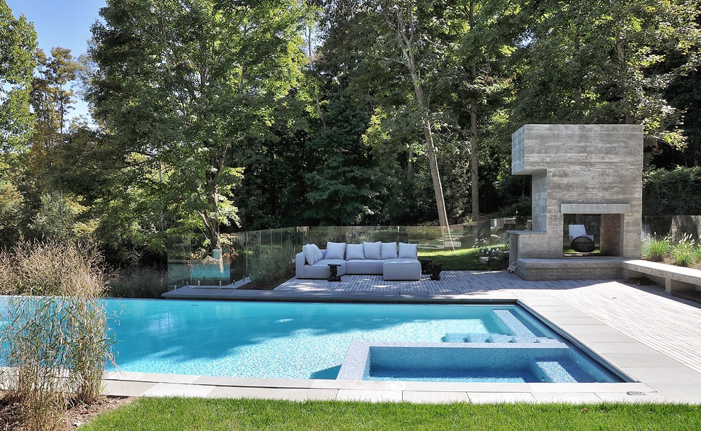 vanishing edge infinity glass tile swimming pool + interior spa ...