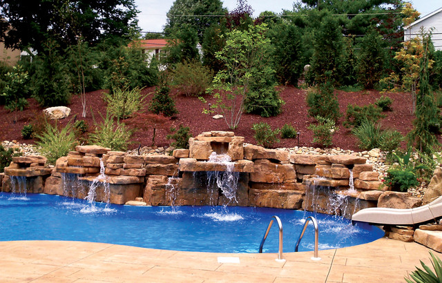 Various RicoRock Swimming Pool Waterfall Kits - Rustic - Pool - Orlando ...