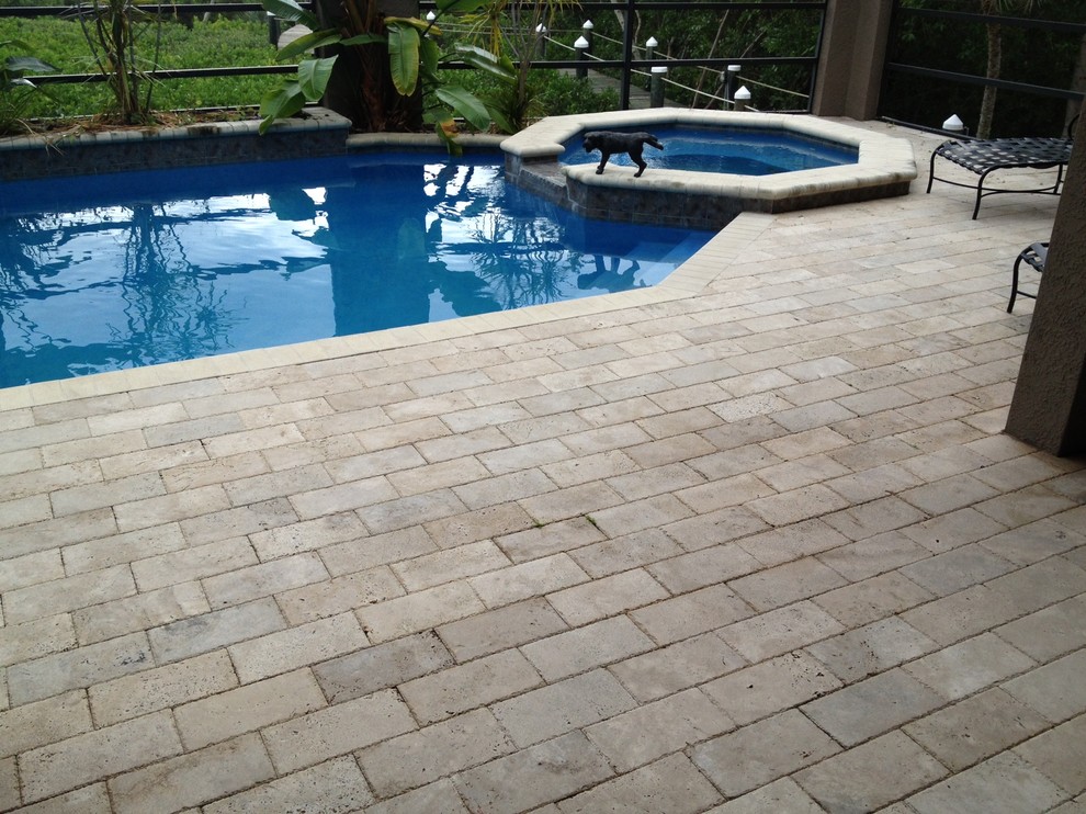 Walnut Chiseled Travertine Pavers - Traditional - Pool - Other - by ...
