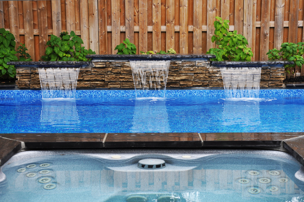 Water Feature From Spa - Contemporary - Pool - Toronto - by Backyard ...