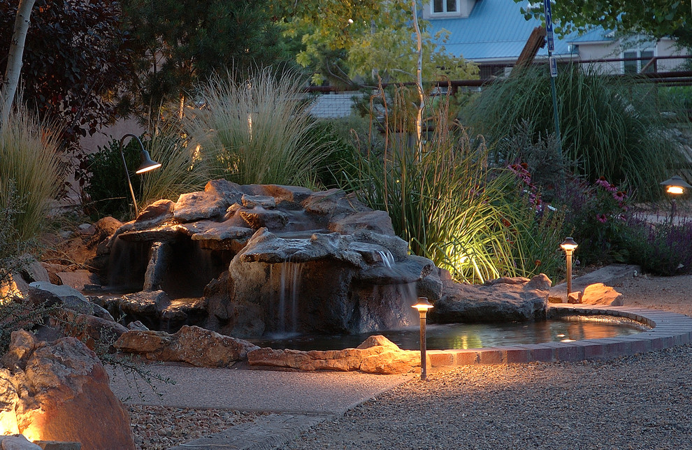 Water Feature with Lighting - Traditional - Swimming Pool & Hot Tub ...