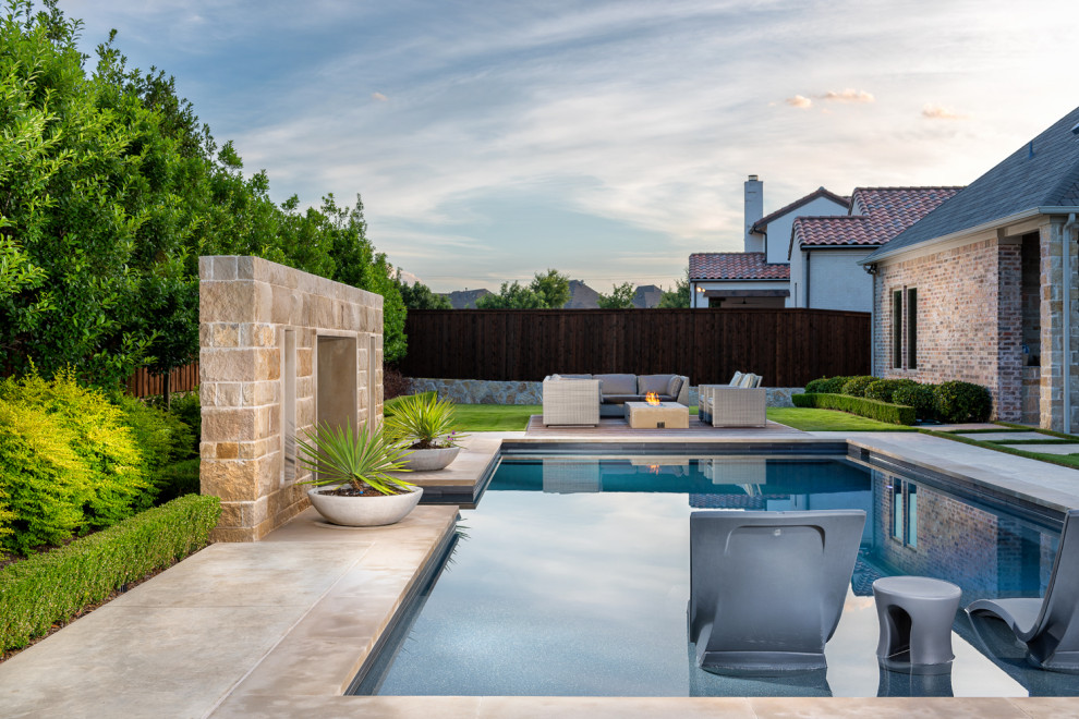 West Plano Clean Modern Pool + Fire - Modern - Pool - Dallas - by Randy ...