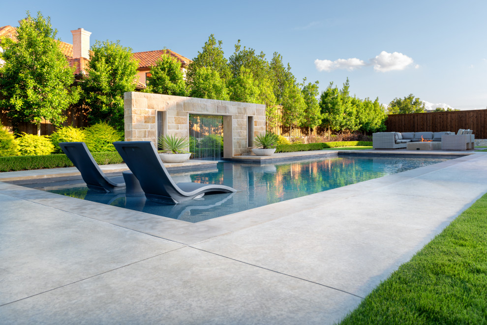 West Plano Clean Modern Pool + Fire - Modern - Pool - Dallas - by Randy ...