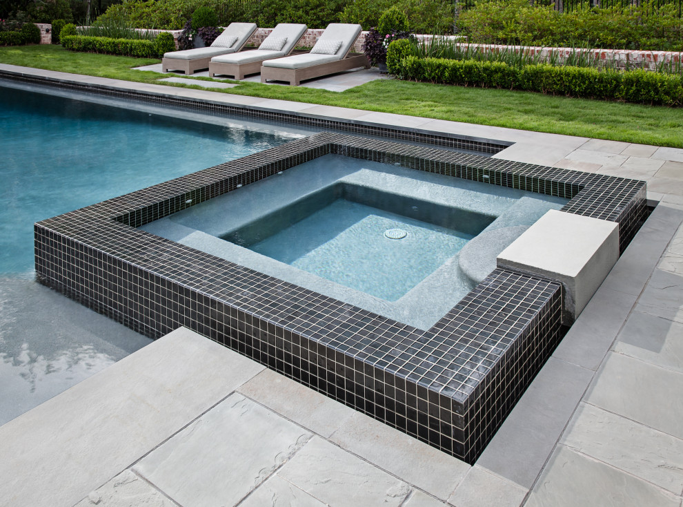 Wilmington Court - Infinty Edge Spa - Transitional - Pool - Houston ...