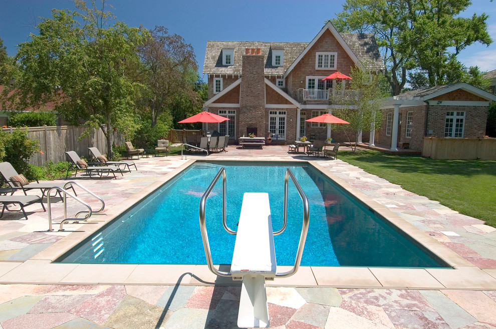 Winnetka, IL Swimming Pool with 1 Meter Diving board - Traditional ...