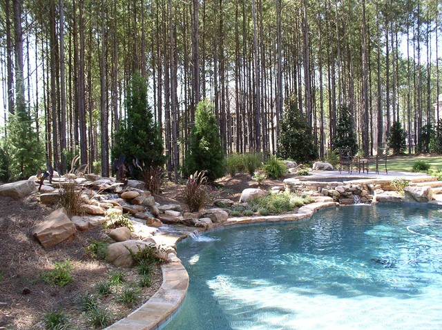 Wooded Pool with Water Features - Craftsman - Pool - Atlanta - by Aqua ...