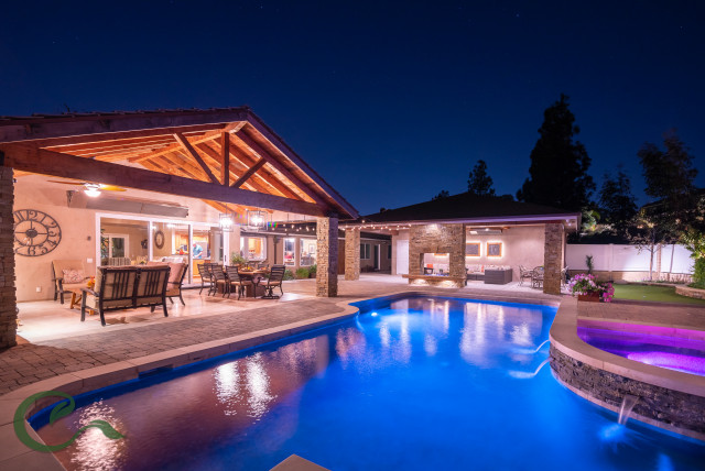 Swimming Pool & Hot Tub w/ Water Feature - Fusion - Pools & Hot Tubs ...