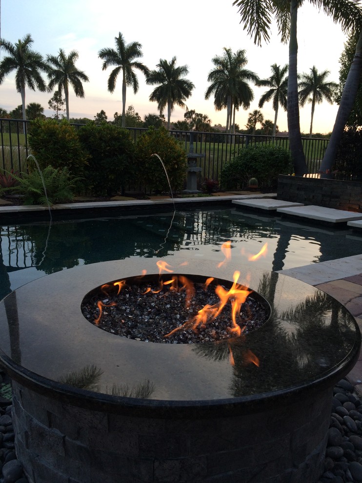 Zen Garden Fire Pit - Asian - Pool - Miami - by JDLA Landscape ...