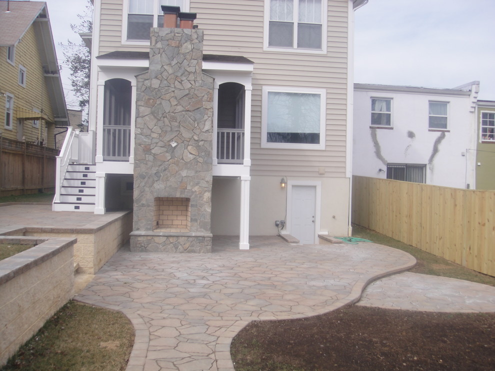 Arch-Panel Screen Room with Stone Fireplace - Veranda - DC Metro - by ...
