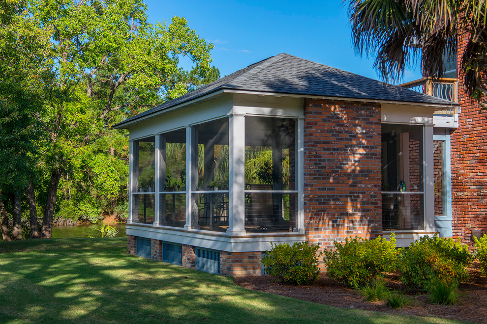Austin Square Screened Porch and Master Bath - Transitional - Porch ...