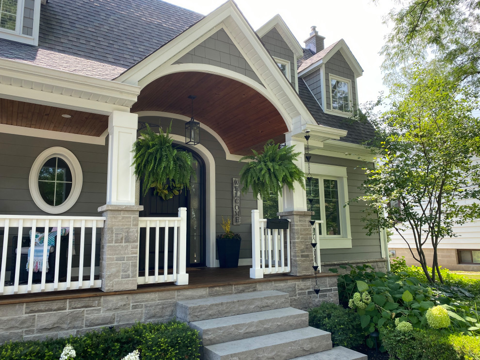 Exterior Upgrade with new walkway and stone facade - Veranda - Toronto ...