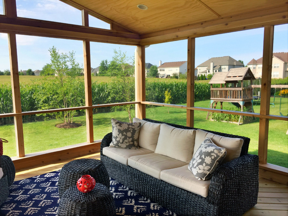 Cedar Screen Porch with Belgard Patio in North Aurora, IL - Rustic ...