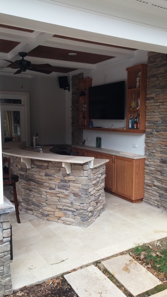 Charlotte outdoor stack stone bar with outdoor kitchen - Traditional ...