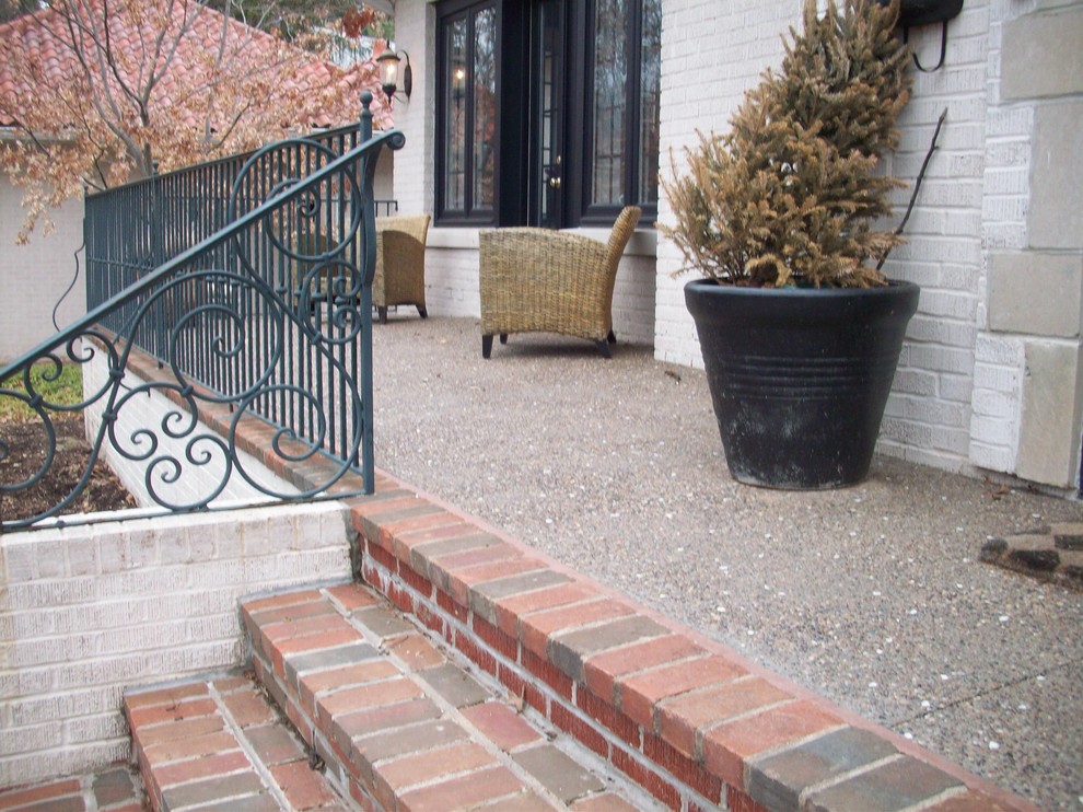 Clayton, Missouri exposed aggregate porch with brick edging - Porch ...
