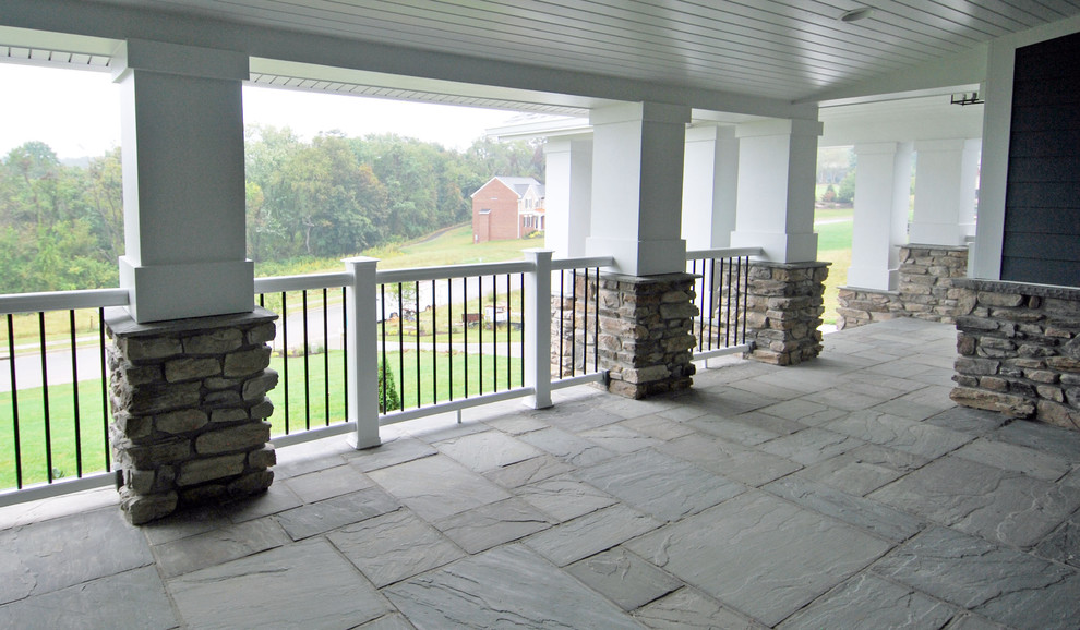 Contemporary Farmhouse Stone Pillar Porch - Traditional - Porch ...