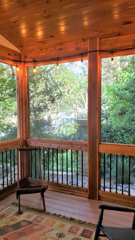 Covered Deck to Screened Porch Conversion in NW Austin - Rustic - Porch ...