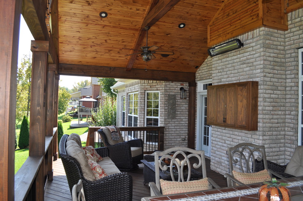 Custom open gable porch with tongue and groove ceiling and cedar posts ...