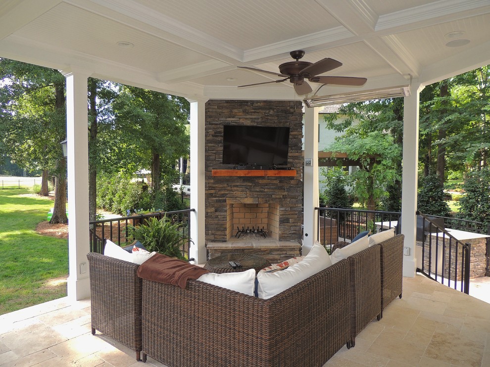 Elaborate covered porch in Providence Country Club - Traditional ...