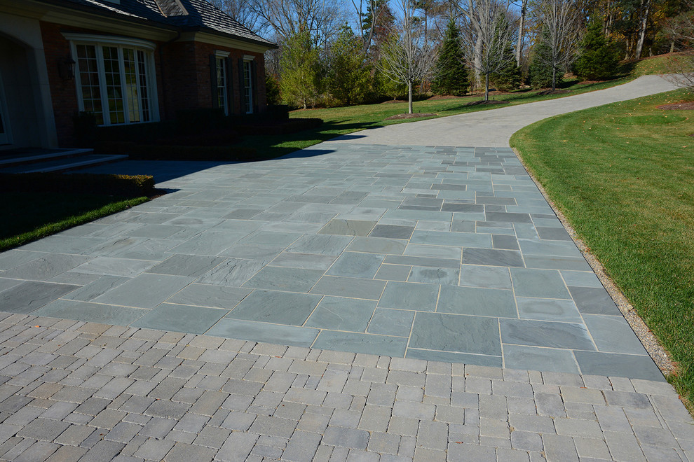 Full Wrap Around Brick Paver Driveway - Contemporary - Porch - Detroit ...