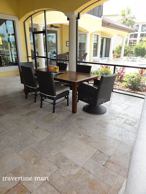 Ivory Swirl Travertine Pavers - Traditional - Porch - Jacksonville - by ...