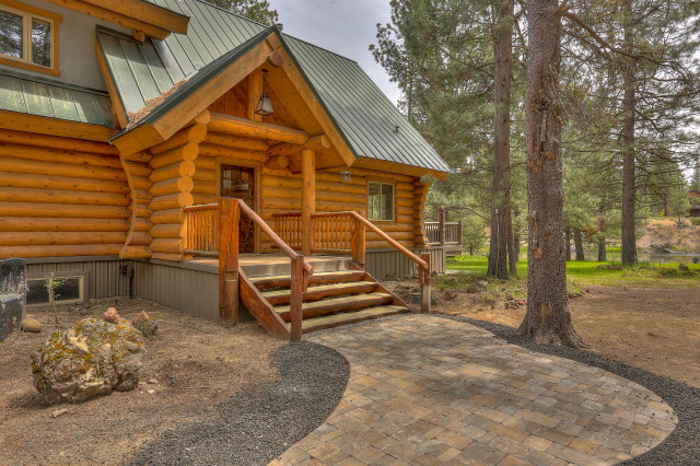Cabin Exterior Steps Cedar Half Log Staircase Homestead Timbers
