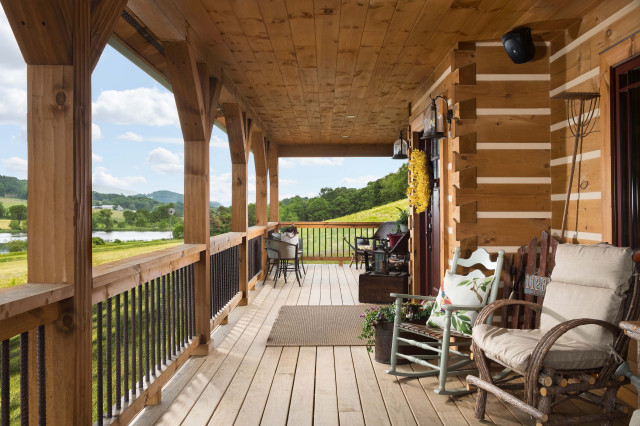 Modern Log Home Front Porch Ideas