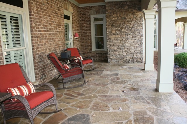 Natural Stone Porch with Stone Veneer - Arts & Crafts - Veranda ...