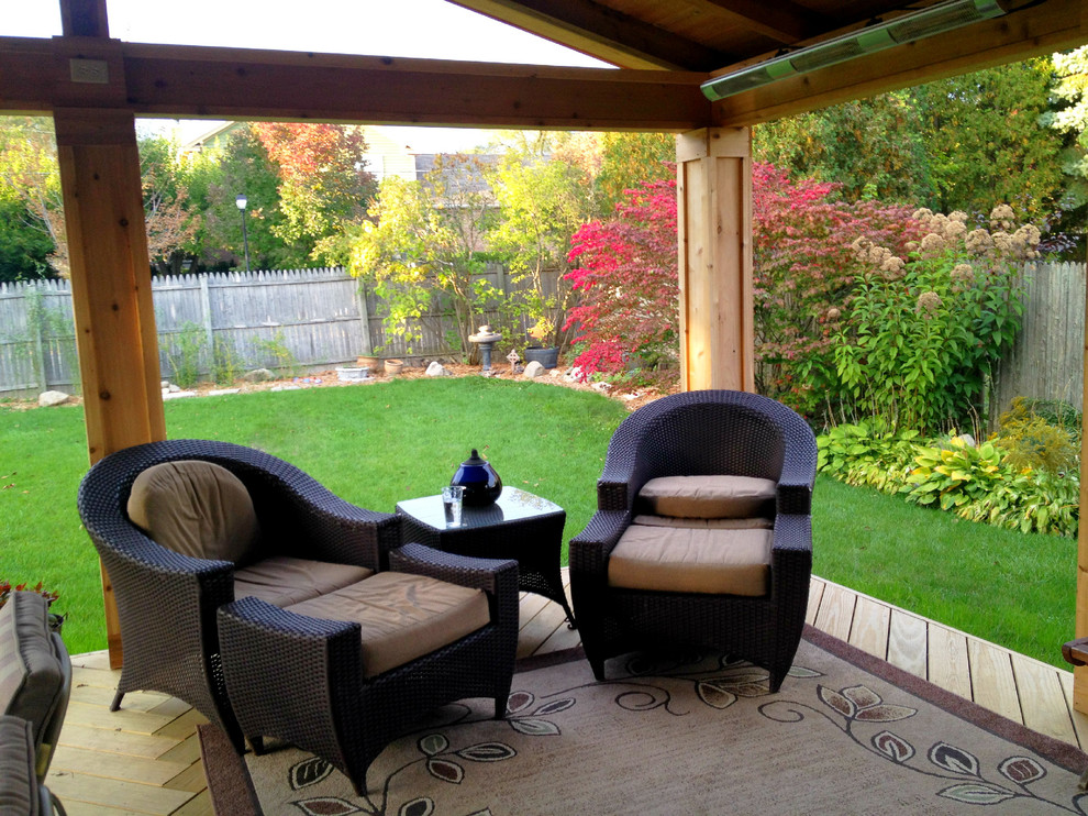 Open Porch and Patio with Outdoor Kitchen - Traditional - Porch ...