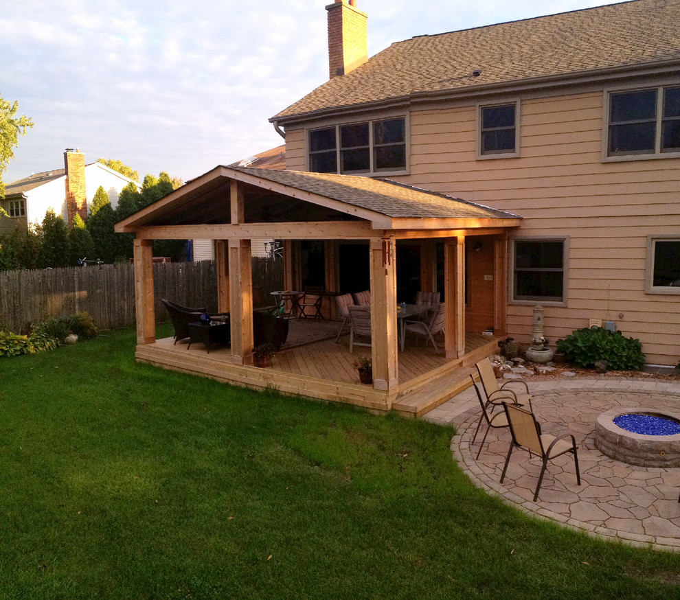 Open Porch and Patio with Outdoor Kitchen - Traditional - Porch ...