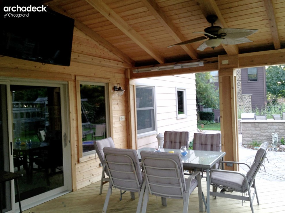 Open Porch and Patio with Outdoor Kitchen - Traditional - Porch ...