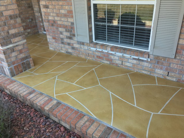 Porch & Patio: Stained Flagstone Concrete Overlay - Modern - Verandah ...