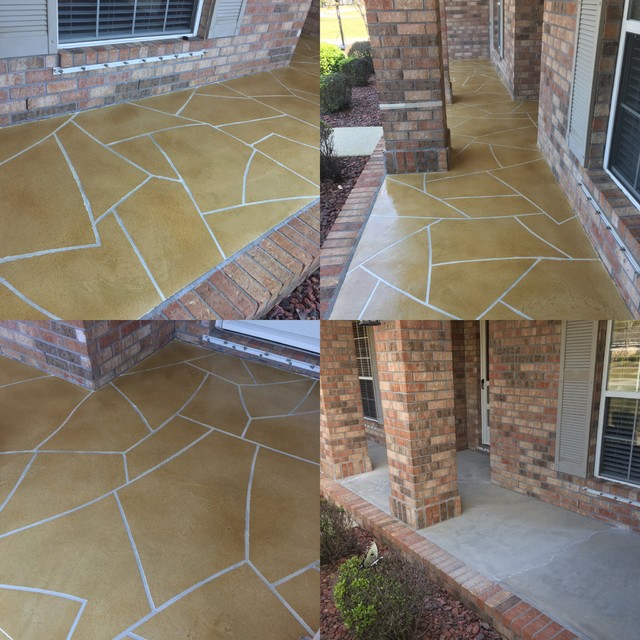 Porch & Patio: Stained Flagstone Concrete Overlay - Moderne - Porche ...