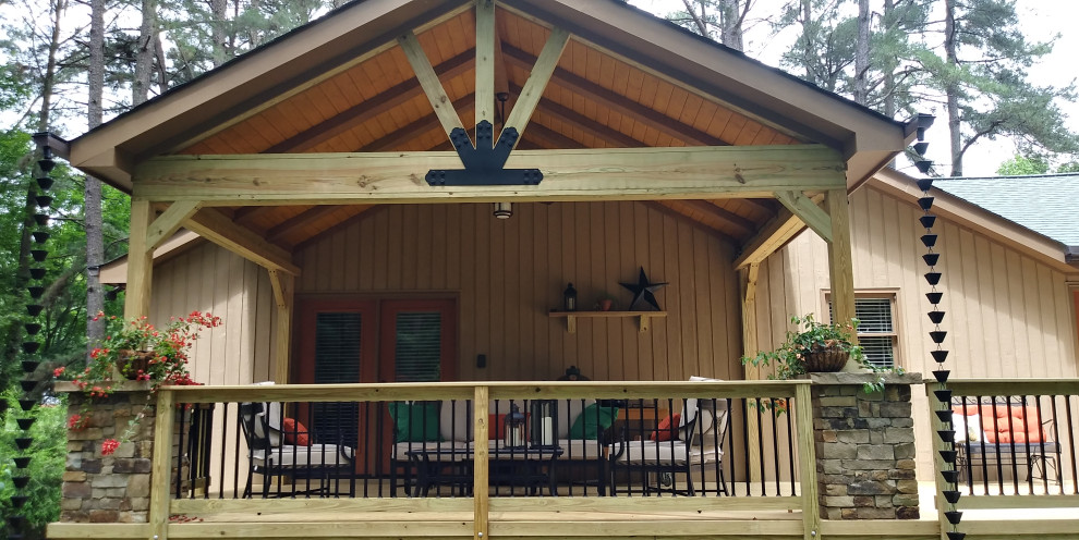 Raleigh Rustic Porch and Pressure Treated Wood Deck - Rustic - Porch ...