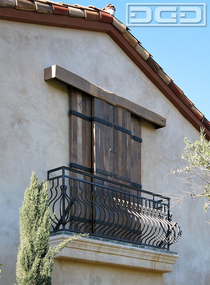 Reclaimed Barn Wood Sliding Shutters in a Rustic Tuscan Style - Rustic ...