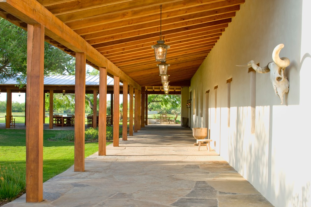Rustic Hacienda Style Texas Ranch - Southwestern - Porch - Houston - by ...