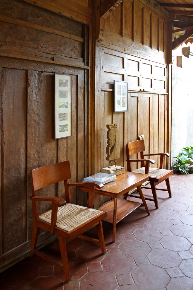 Seating area in semi outdoor bathroom - Tropical - Porch - Other - by ...