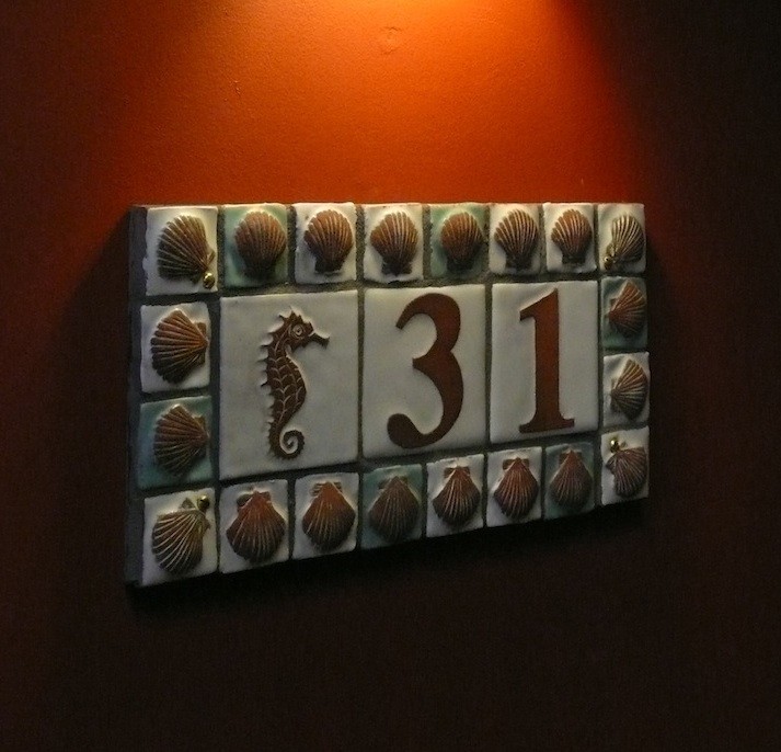 Shell Address Number Plaque with Seahorse Accent - Tropical - Porch ...