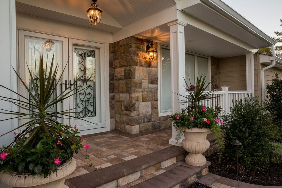 Stone veneer - Transitional - Porch - New York - by User | Houzz