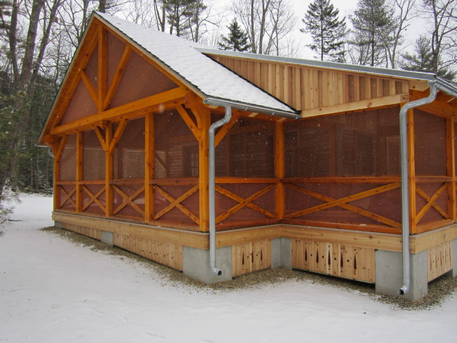 Timber frame Addition on existing Cabin - Traditional - Veranda - Other ...
