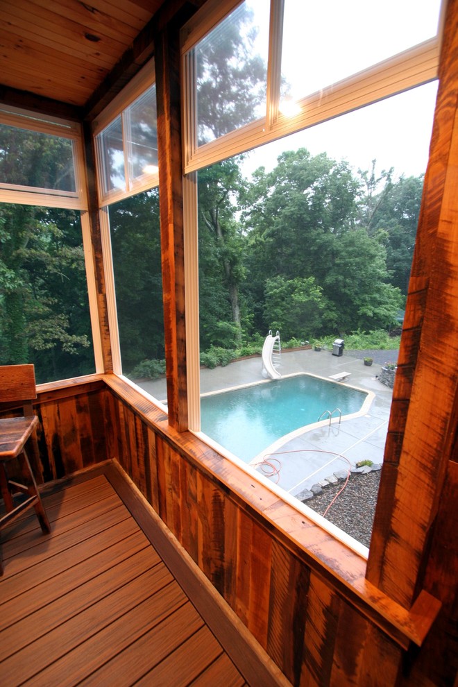 Waterfall deck and Rustic Screened Porch - Rustic - Porch - Other - by ...