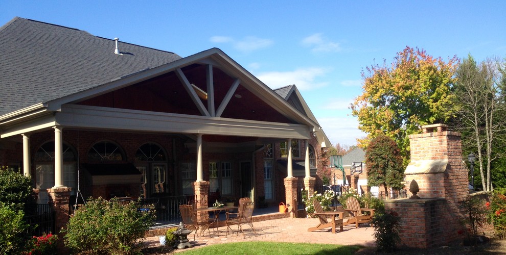 Waxhaw NC large open porch with outdoor fireplace - Traditional - Porch ...