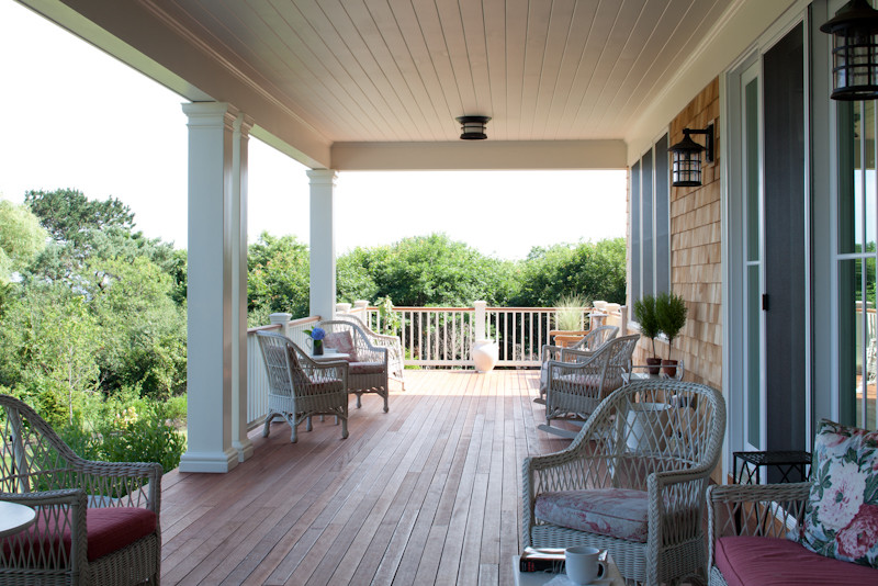 Welcoming back porch, coastal views. - Traditional - Porch - Boston ...