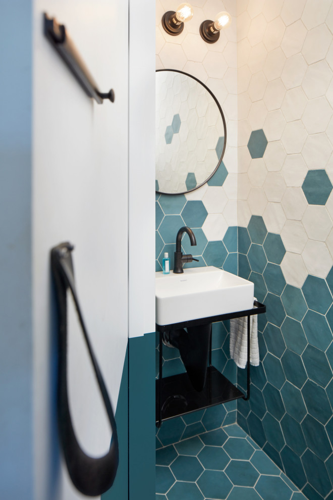 Bed-Stuy Landmarked Brownstone - Transitional - Powder Room - New York ...