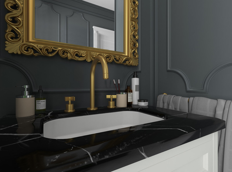 Dramatic Traditional Powder Room - Traditional - Powder Room - Other ...