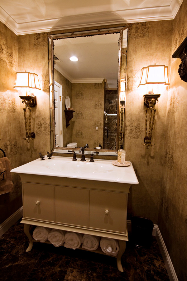 Glam Powder Bath Before and After - Traditional - Powder Room ...