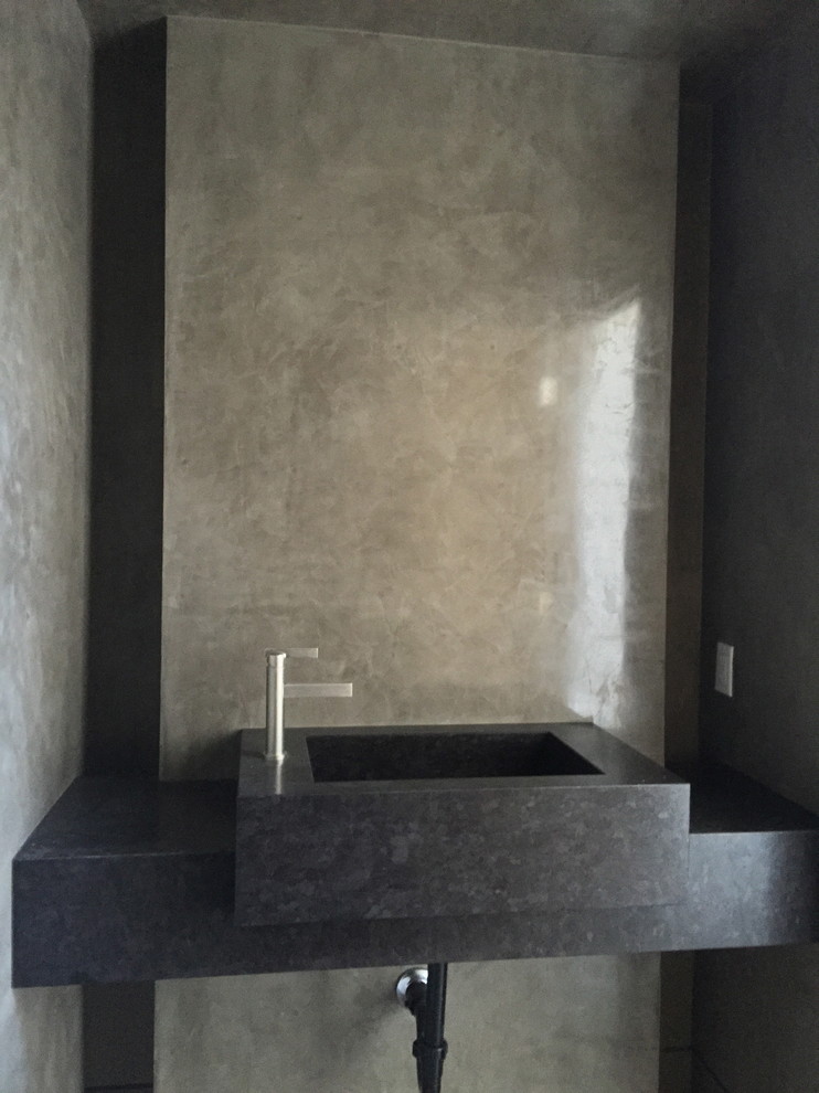 Grey Venetian Plaster Bathroom - Modern - Powder Room - Orange County ...
