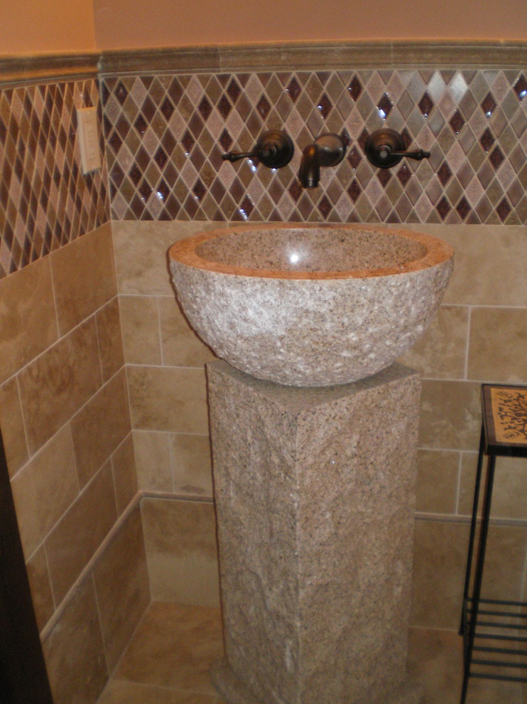 Hand Carved stone pedestal sink - Rustic - Powder Room - Other - by ...
