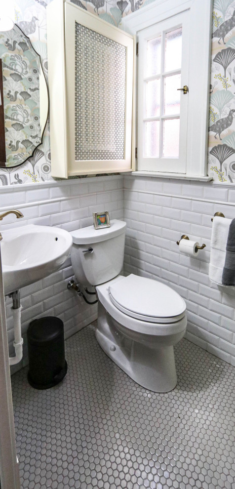 Historic 1925 Vintage Powder Room with White Subway Tile - Traditional ...