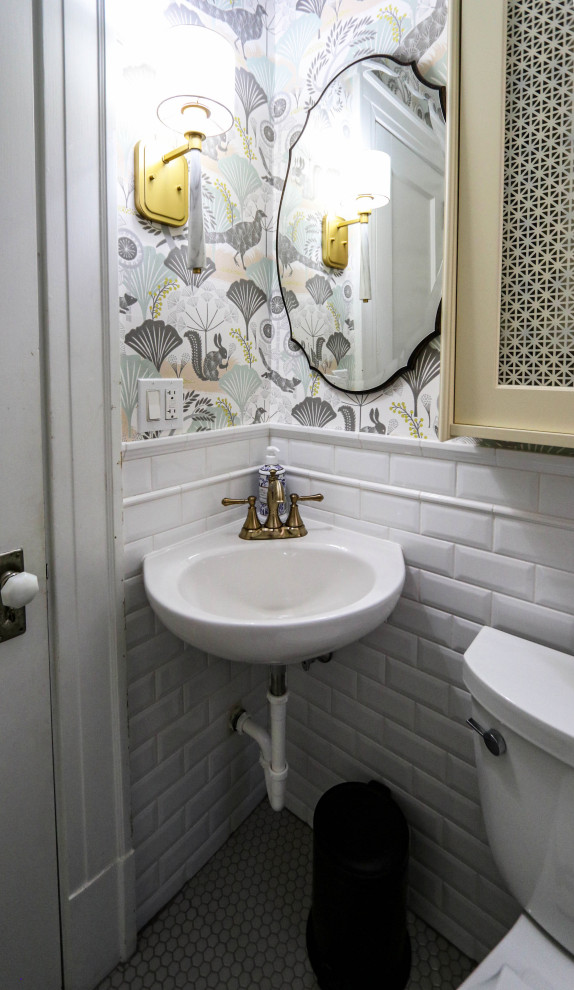 Historic 1925 Vintage Powder Room with White Subway Tile - Traditional ...